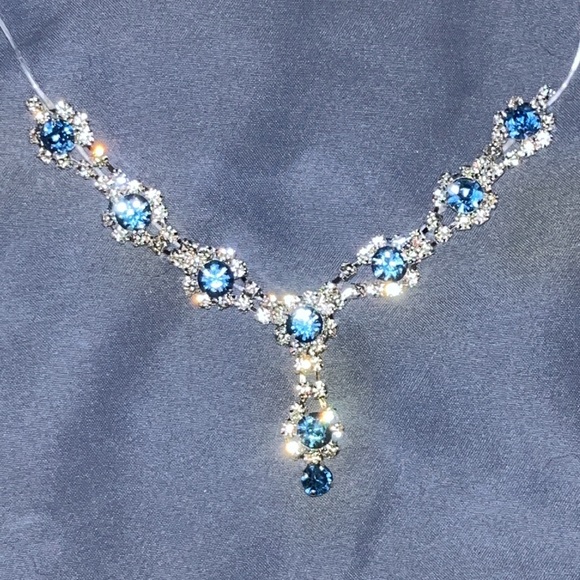 Jewelry | Blue Crystal Floating Necklace 16 New Beautiful | Poshmark